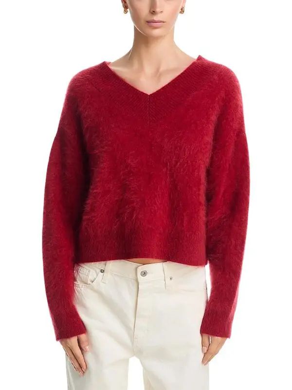 Guest In Residence Grizzly Cashmere Double V Sweater - Carmine
