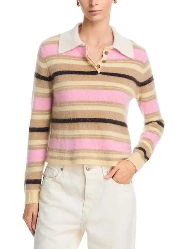 Guest In Residence Grizzly Cashmere Cropped Rugby Polo - Sprinkle Combo