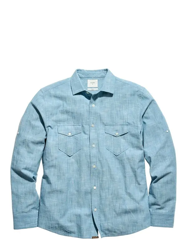 Billy Reid Slub Cotton Scout Shirt - Blue