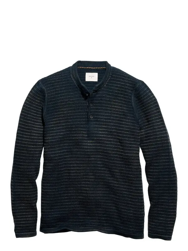 Billy Reid Garment-dyed Striped Henley - Blue
