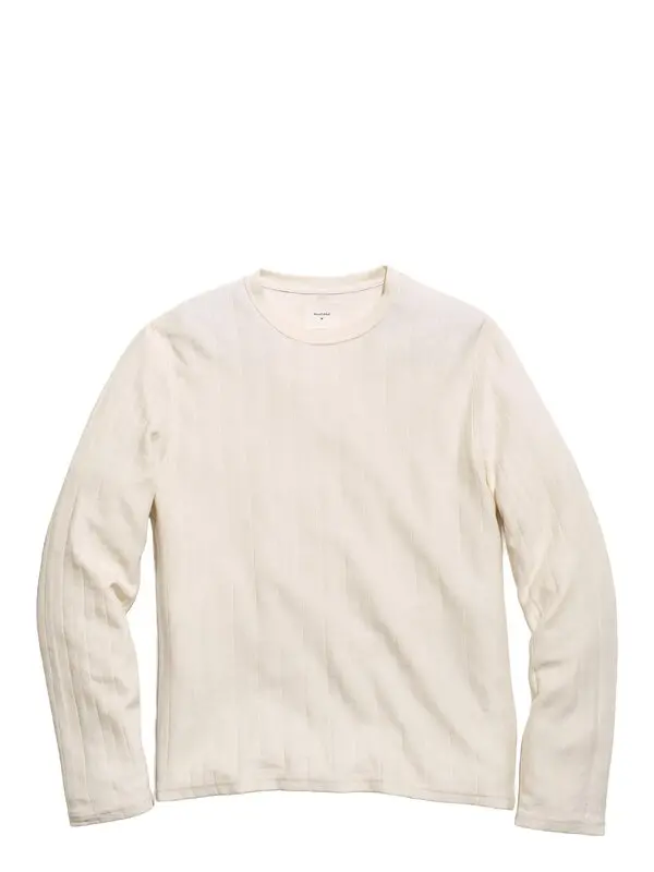 Billy Reid Herringbone Crew Neck Long Sleeve - White