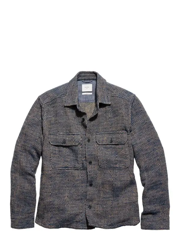 Billy Reid Herringbone Cpo Overshirt - Carbon Blue Multi