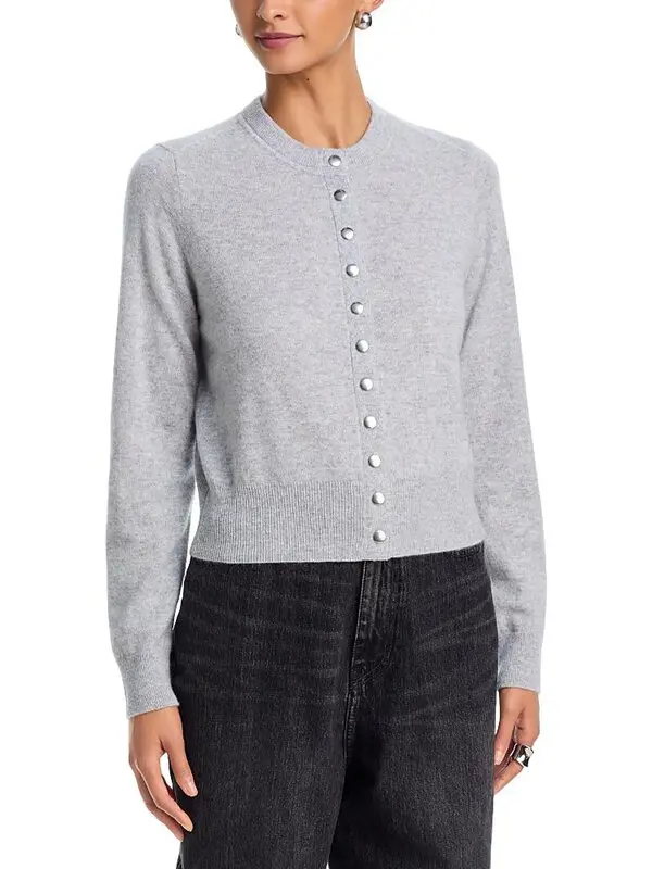 Aqua Snap Closed Cardigan Exclusive - Light Grey