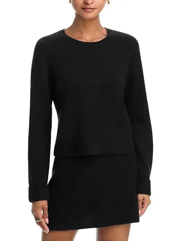 Aqua Cashmere 100% Cashmere Crewneck Sweater - Black