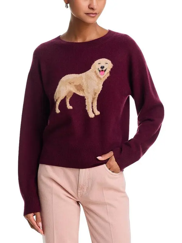 Aqua Cashmere 100% Cashmere Crewneck Sweater Exclusive - Black Cherry