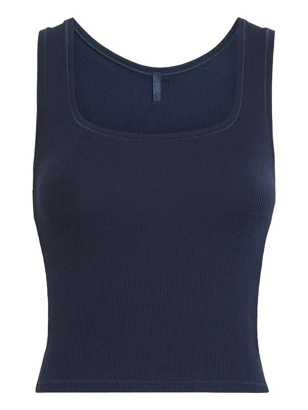 SKIMS Cotton Ribbed Cropped Tank Top - Navy
