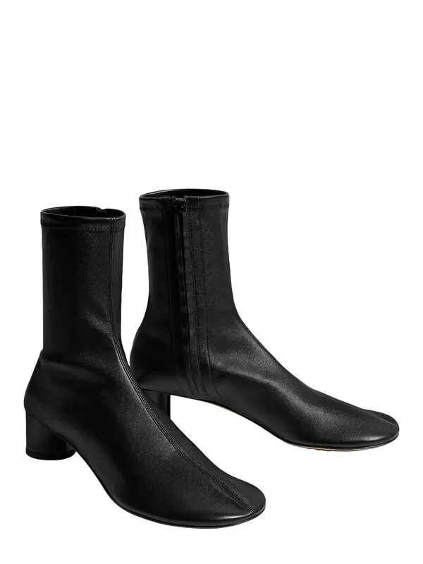 Bottega Veneta Leather Sock Heeled Ankle Boots - Black