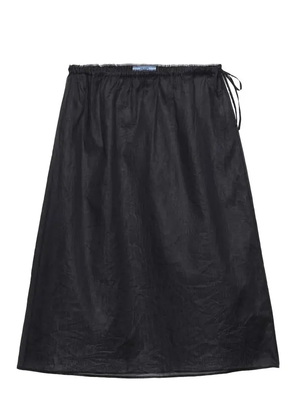 Prada Cotton Organdy Midi Skirt - Black