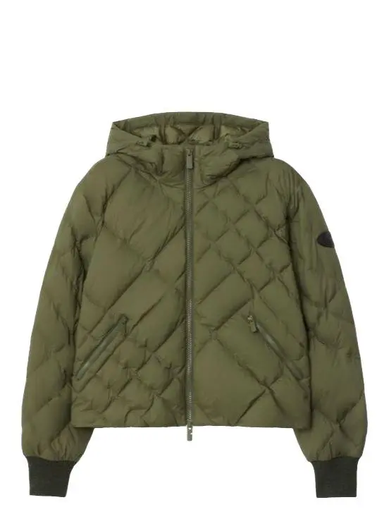 Burberry Check-stitch Nylon Delley Puffer Jacket - Green