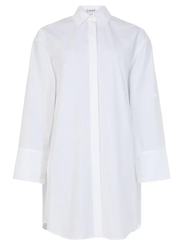 Loewe Lapel Long-sleeved Dress - White