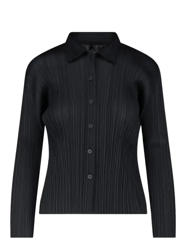 Issey Miyake Pleated Button-up Shirt - Black