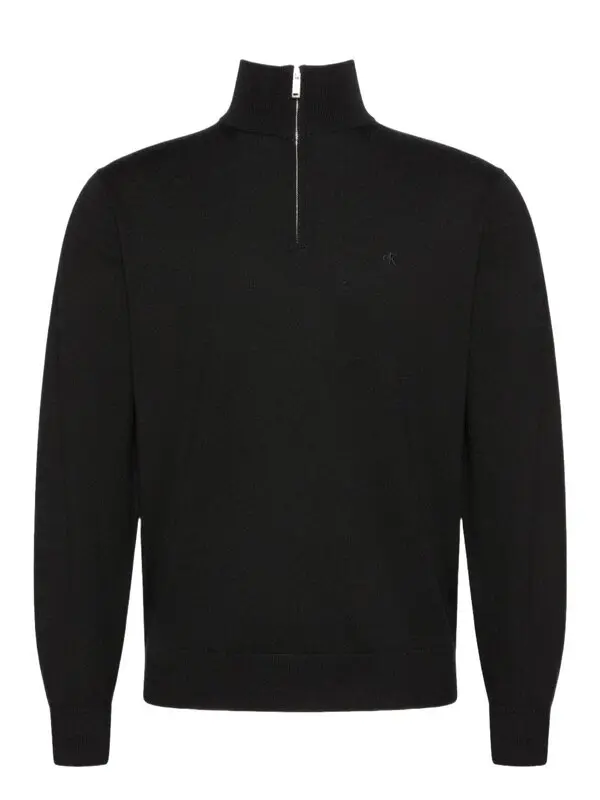 Calvin Klein Half Zip Mock Neck Sweater - Black