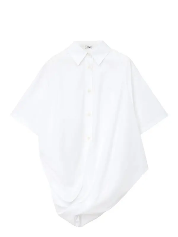 Loewe Short-sleeved Draped Cotton Shirt - White