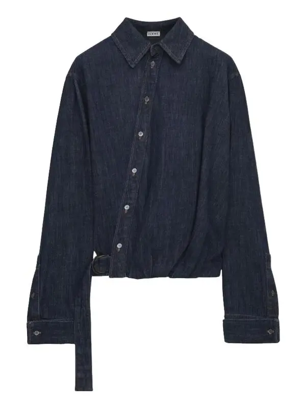 Loewe Draped Denim Shirt - Black