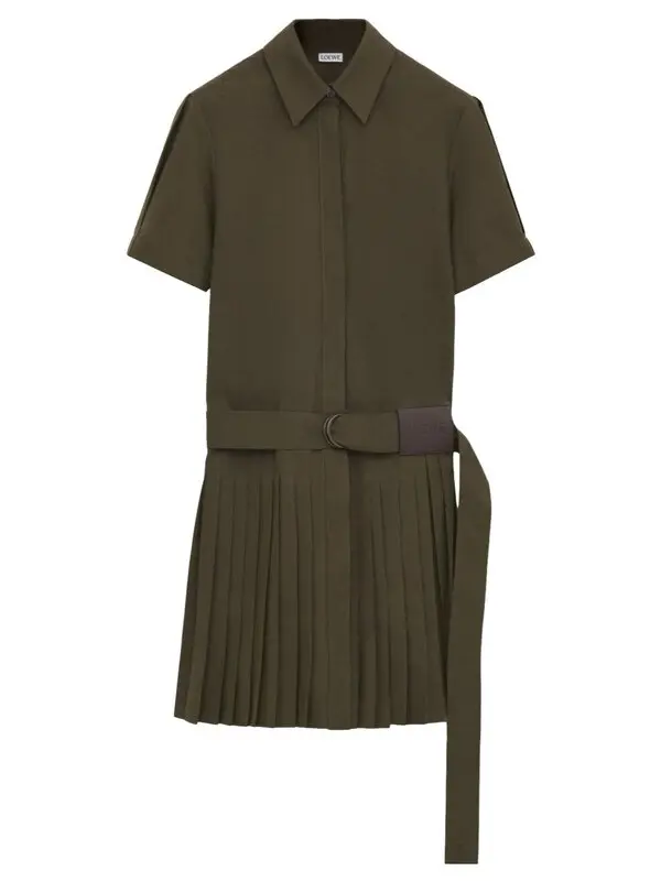 Loewe Pleated Cotton And Polyester Dress - Green