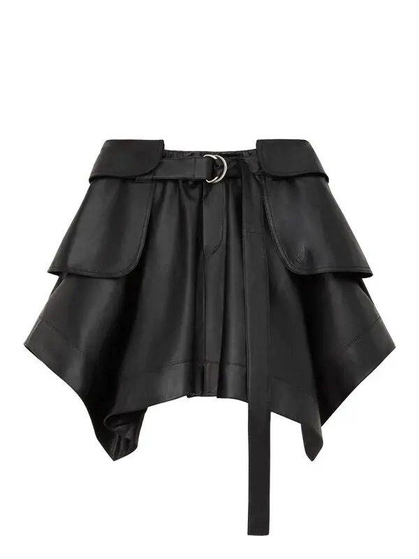 Loewe Leather Cargo Skirt - Black
