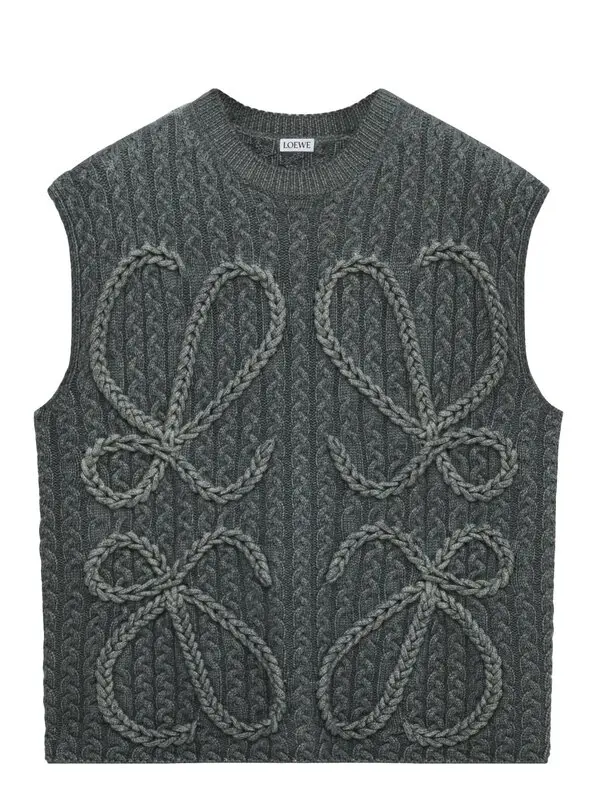 Loewe Wool Gilet With Embroidered Logo - Black