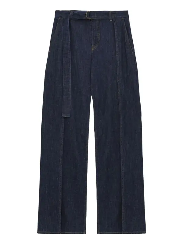 Loewe Belted Pleated Wide-leg Jeans - Black