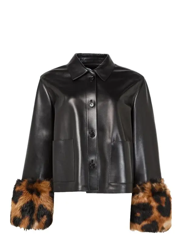 Loewe Nappa Lambskin Jacket With Detachable Shearling Cuffs - Black