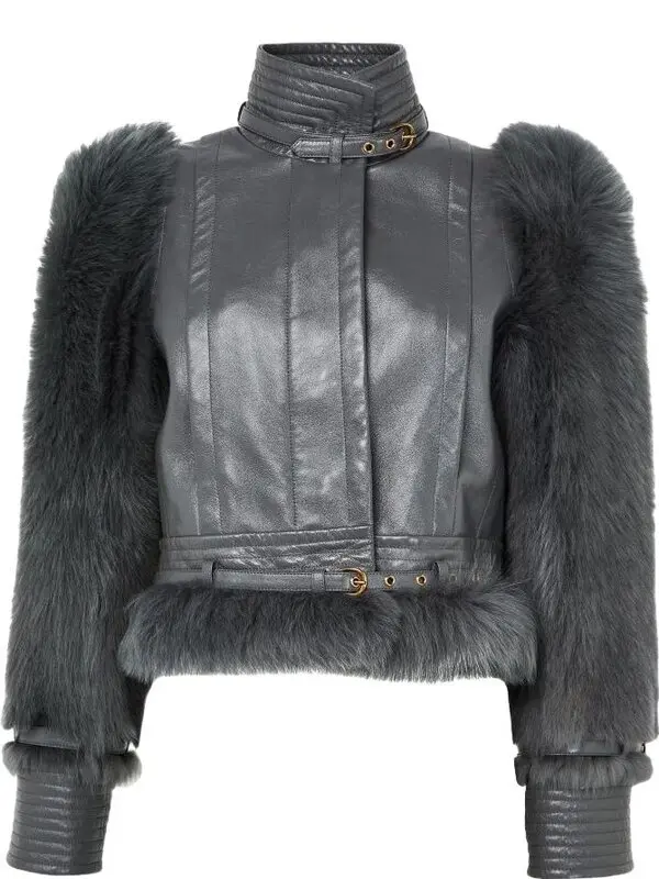 Chloé Leather Jacket With Fur Detail - Black