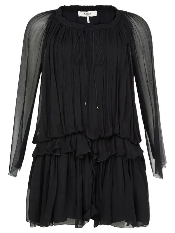 Chloé Mini Ruffled Dress - Black
