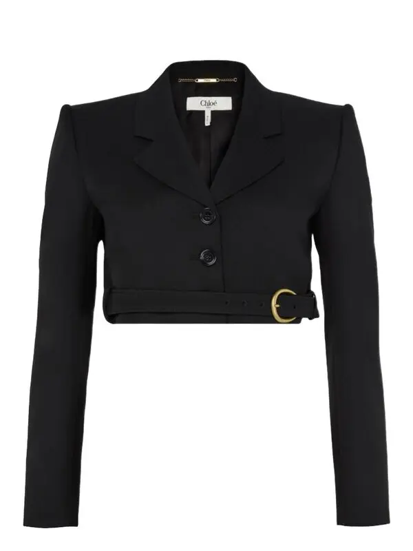 Chloé Cropped Belted Blazer - Black