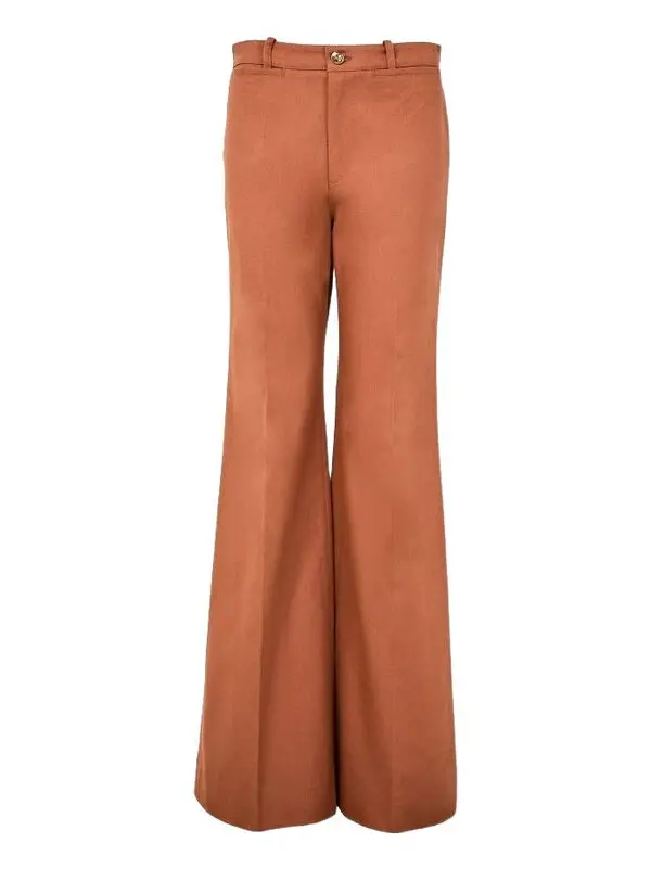 Chloé Belted Flared Trousers - Brown