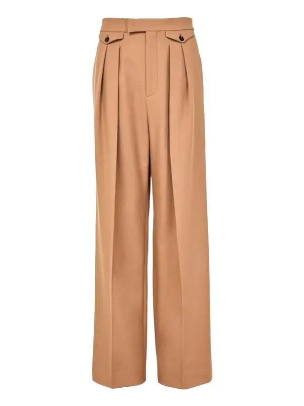 Chloé Straight Pleated Tailored Pants - Nude
