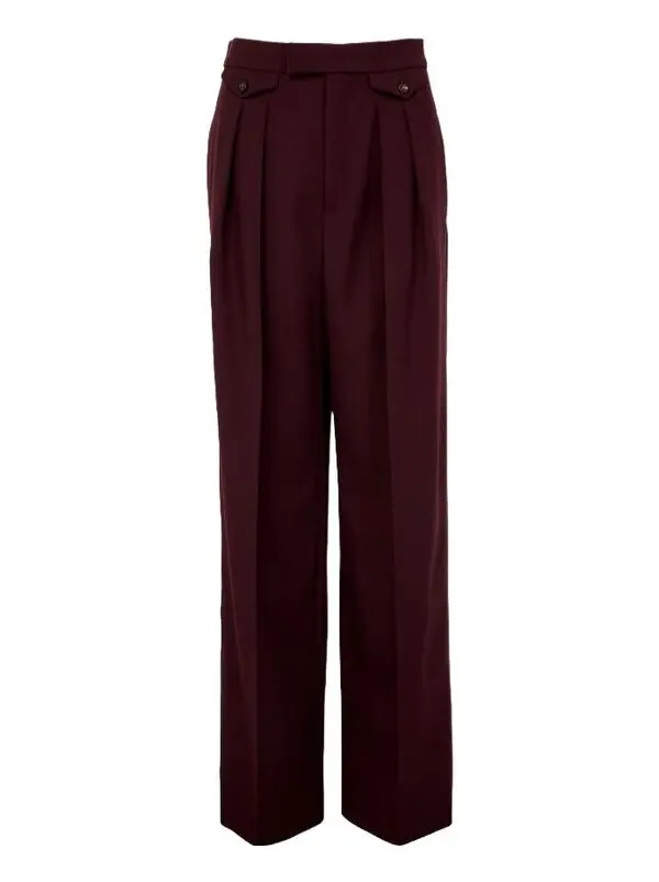 Chloé Pleated Straight Leg Trousers - Brown