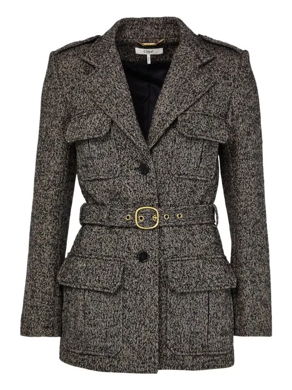 Chloé Belted Jacket With Four Pockets - Black