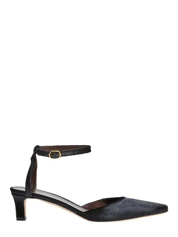 THE ROW Carla 45 Suede Sandals With Buckled Ankle Strap - Black