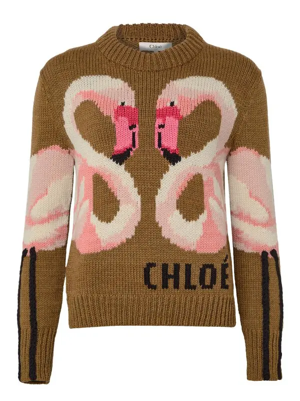 Chloé Logo Animal Print Sweater - Brown