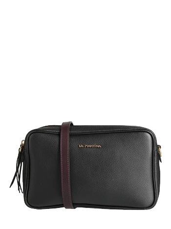 LA MARTINA Camera Bag In Pebbled Leather - Black