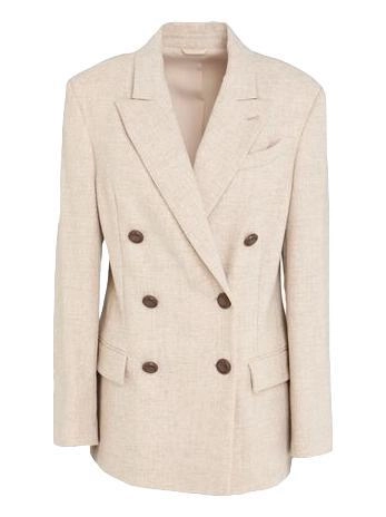Brunello Cucinelli Double-breasted Virgin Wool And Cashmere Blazer - Beige