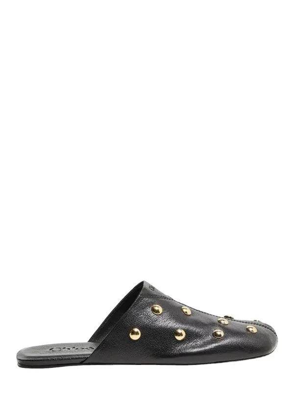 Chloé Studded Leather Mules - Black