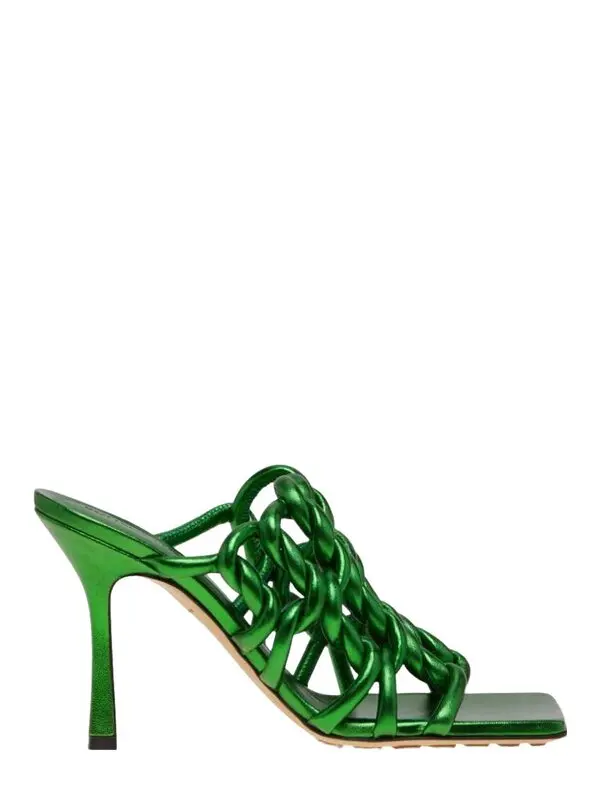 Bottega Veneta Square-headed Stiletto Sandals - Green