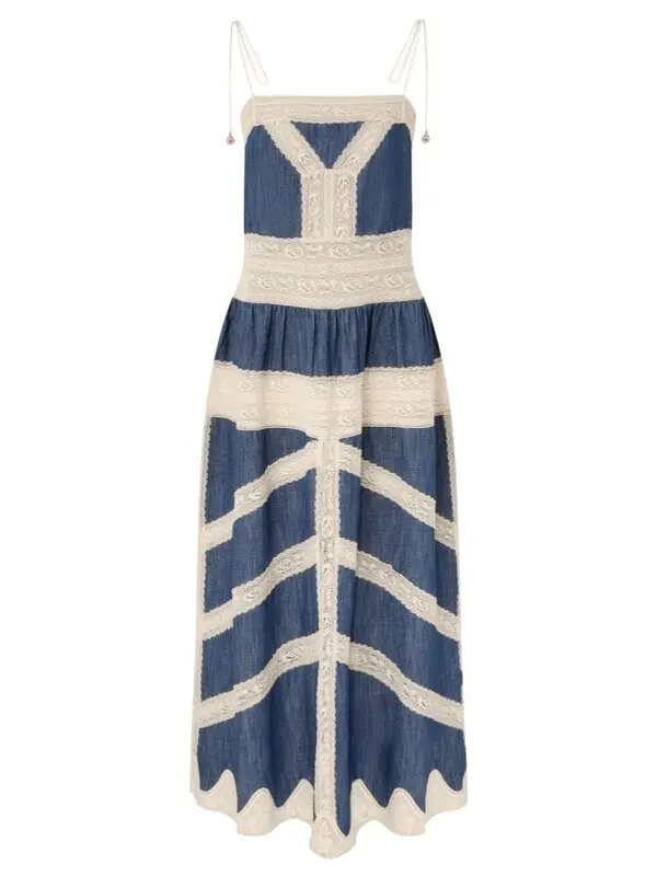 Zimmermann Awaken Denim Dress With Lace Details - Blue