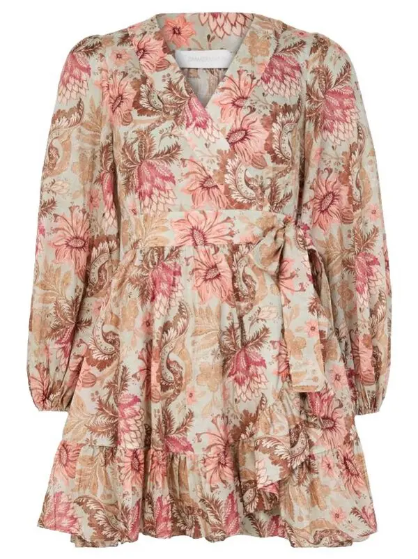 Zimmermann Daylight Ruffled Mini Dress - Nude