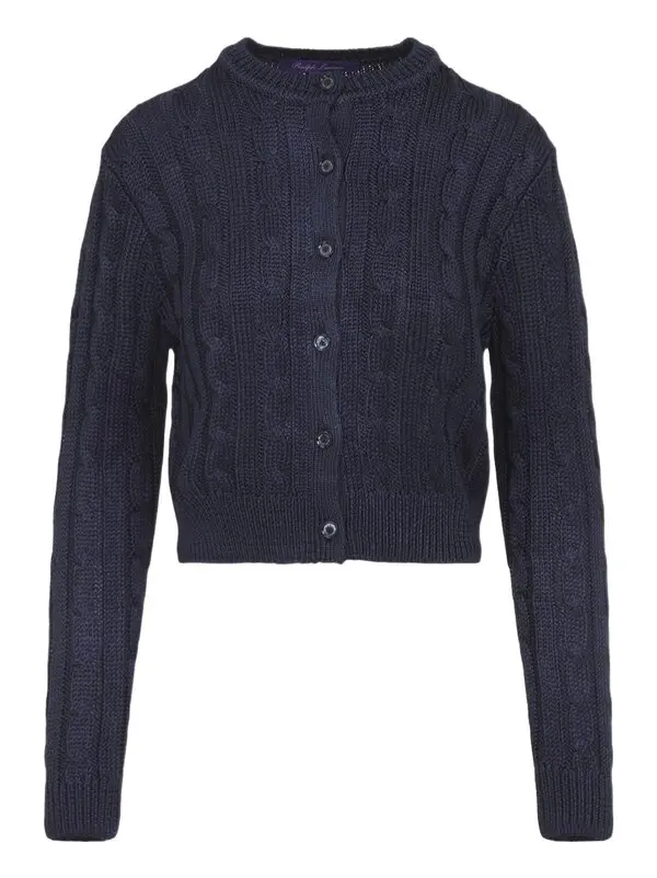 Ralph Lauren Cable Knit Cropped Cardigan - Navy