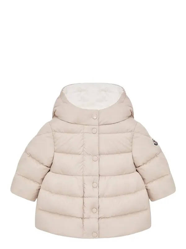 Moncler Charlotte Hooded Long Down Jacket - Light Beige