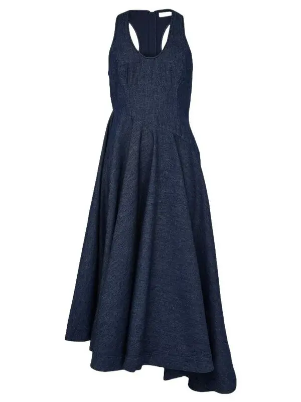 Zimmermann Denim Dress With Plunging Neckline - Blue