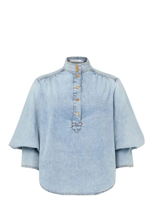 Zimmermann Mandarin Collar Denim Blouse - Blue