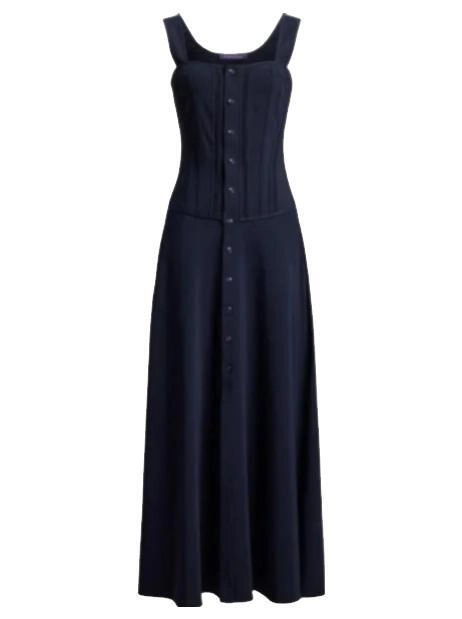Ralph Lauren Sophee Button A-line Dress - Navy