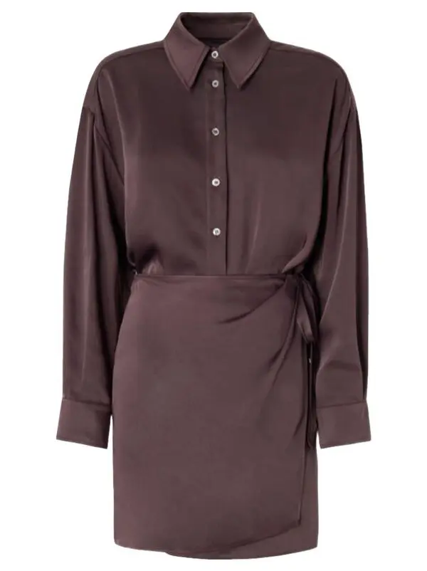 Pinko Wrap-style Long-sleeve Shirt Dress - Brown