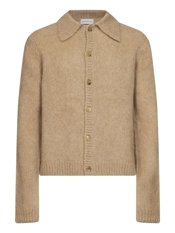 Dries Van Noten Long Sleeve Cardigan With Collared Neck - Nude