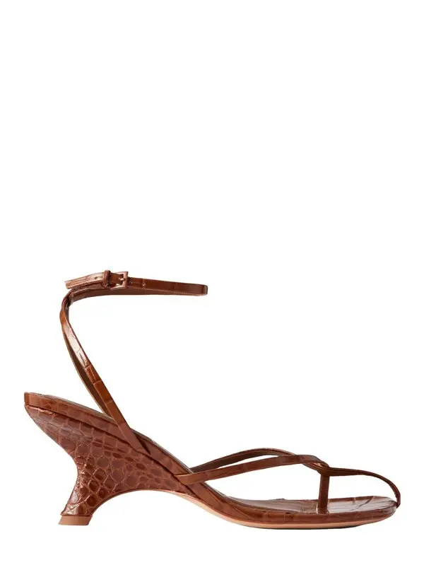Simkhai Shadow" Cut Out Croc-effect Leather Sandals - Brown