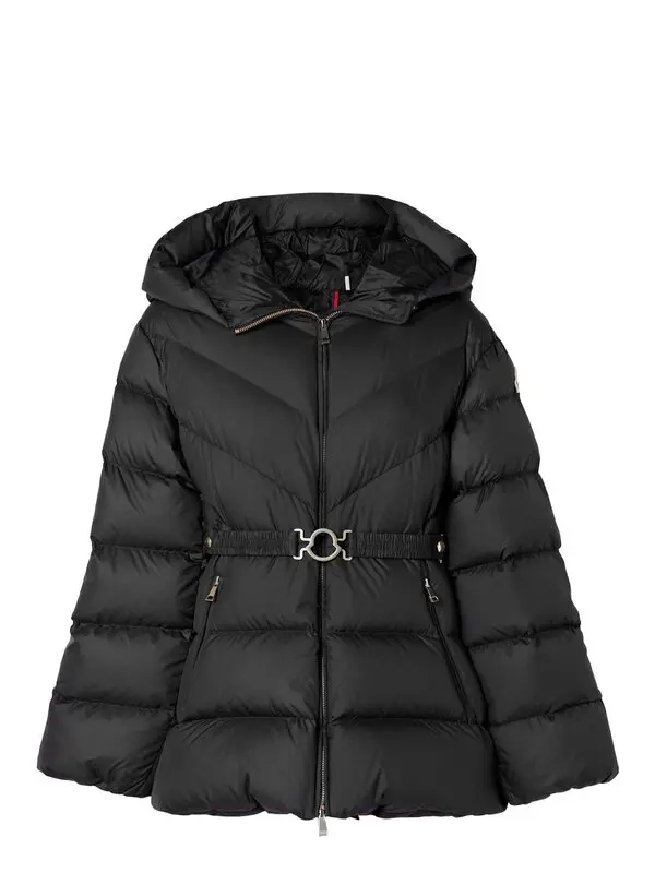 Moncler Quilted Jacket With Belt - Black