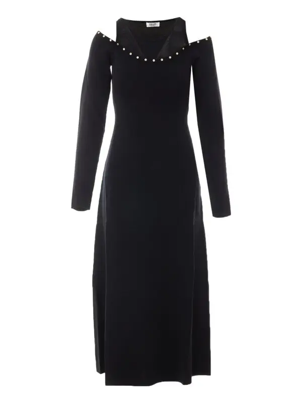 Liu Jo Embellished V-neck Long Sleeve Dress - Black