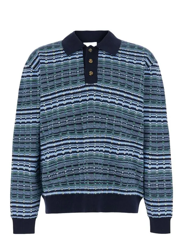 Drole De Monsieur Patterned Long-sleeve Sweater - Blue