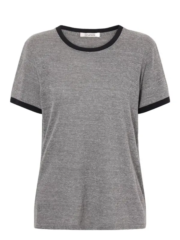 NILI LOTAN Contrast Trim Crew Neck Short-sleeve T-shirt - Gray